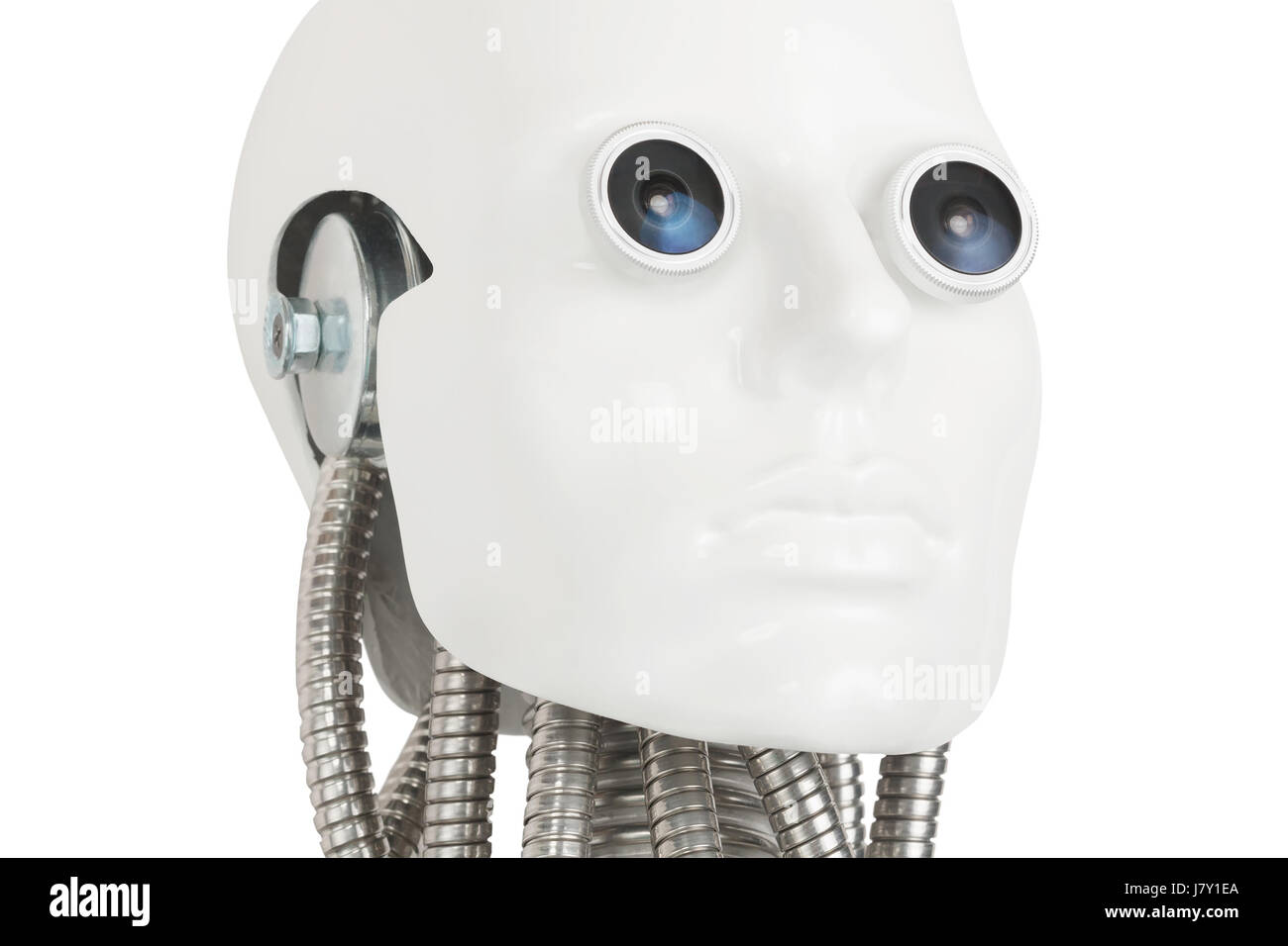 Humanoid robot head isolated on white Stock Photo - Alamy
