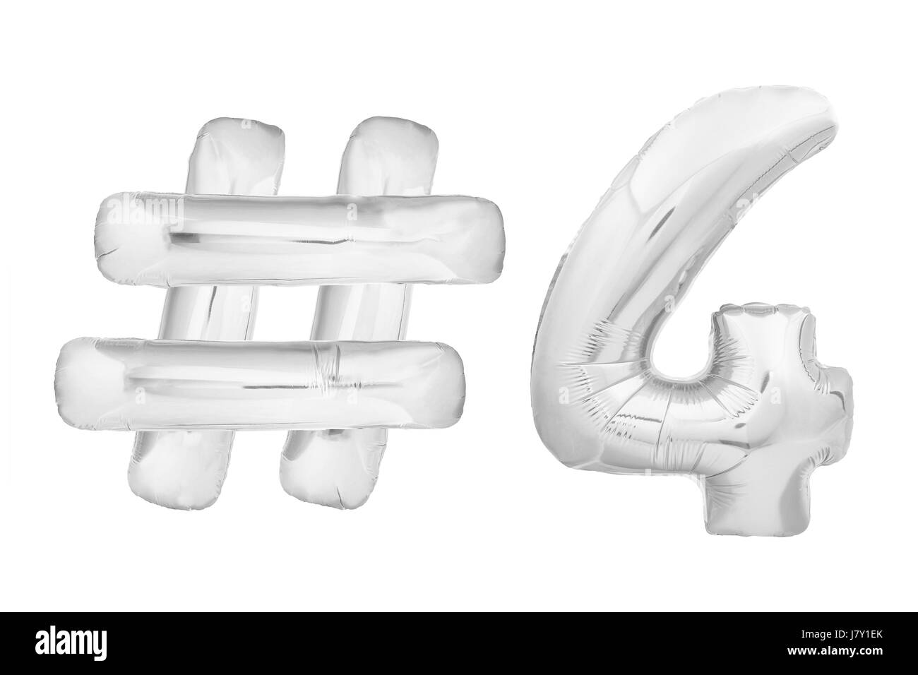 Chrome number four with hashtag symbol Stock Photo - Alamy