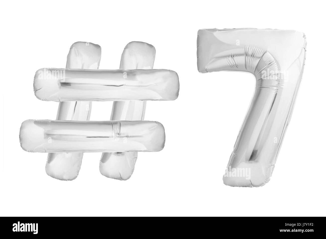 Chrome number seven with hashtag symbol Stock Photo - Alamy