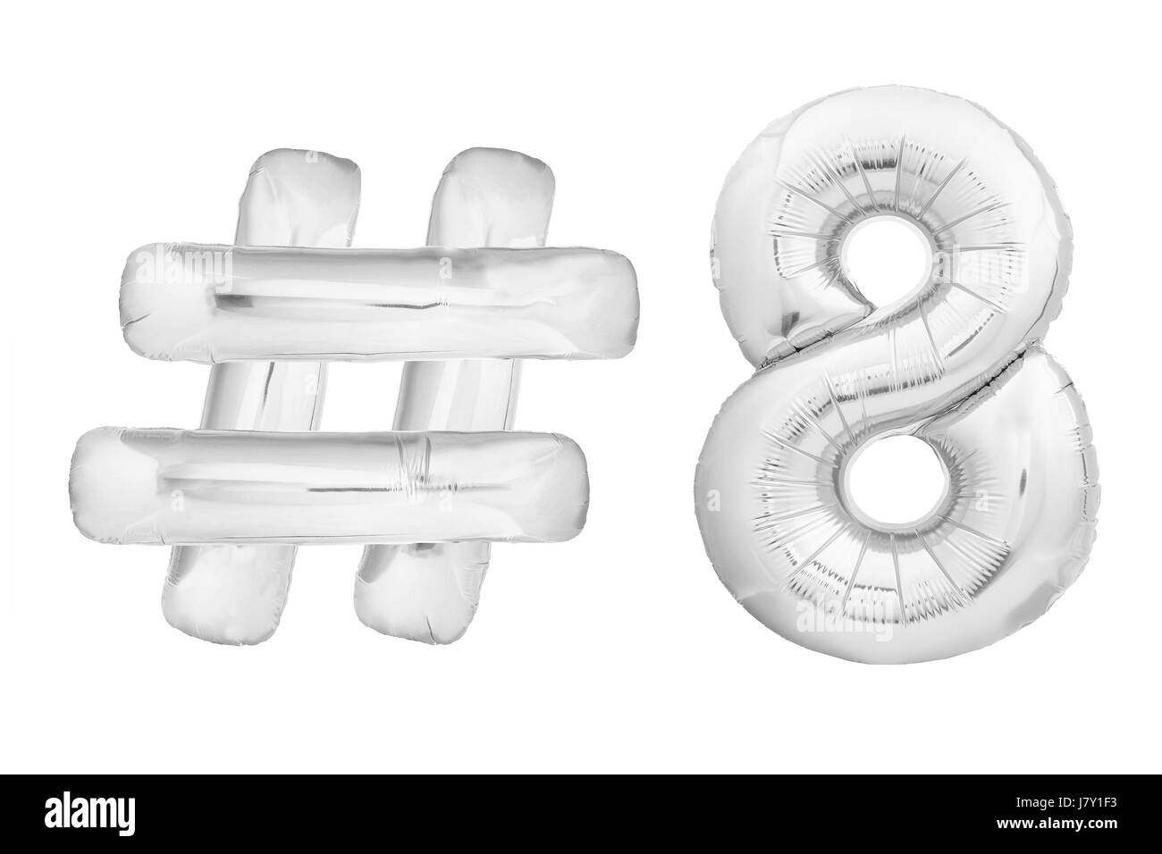 Chrome number eight with hashtag symbol Stock Photo - Alamy