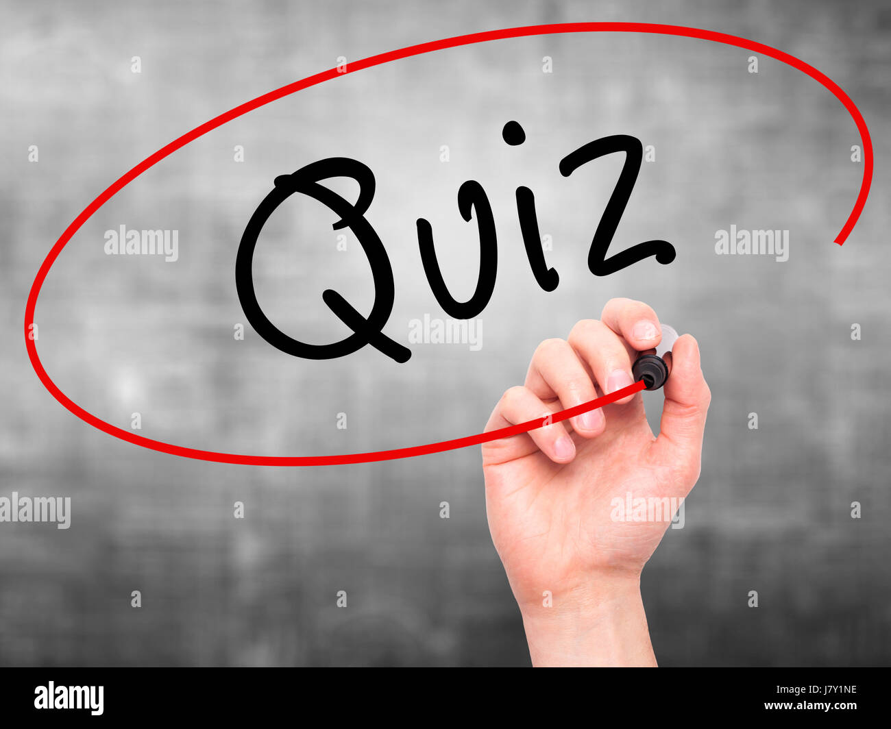 Man Hand writing Quiz with marker on transparent wipe board. Isolated ...
