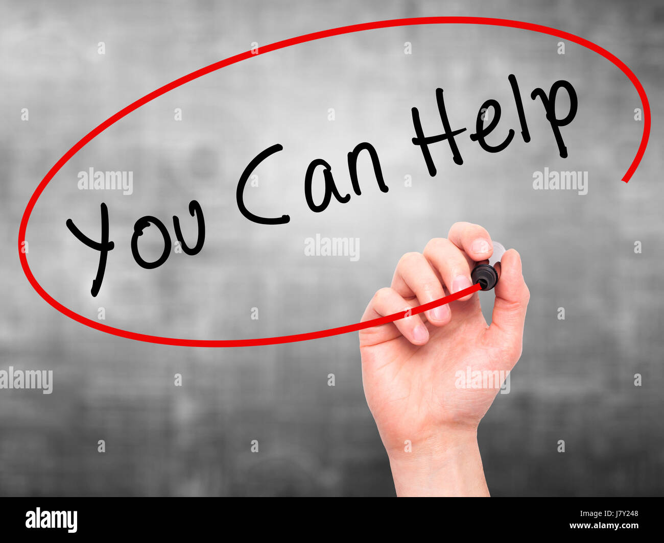 Man hand writing You Can Help on visual screen. Business,help, internet ...