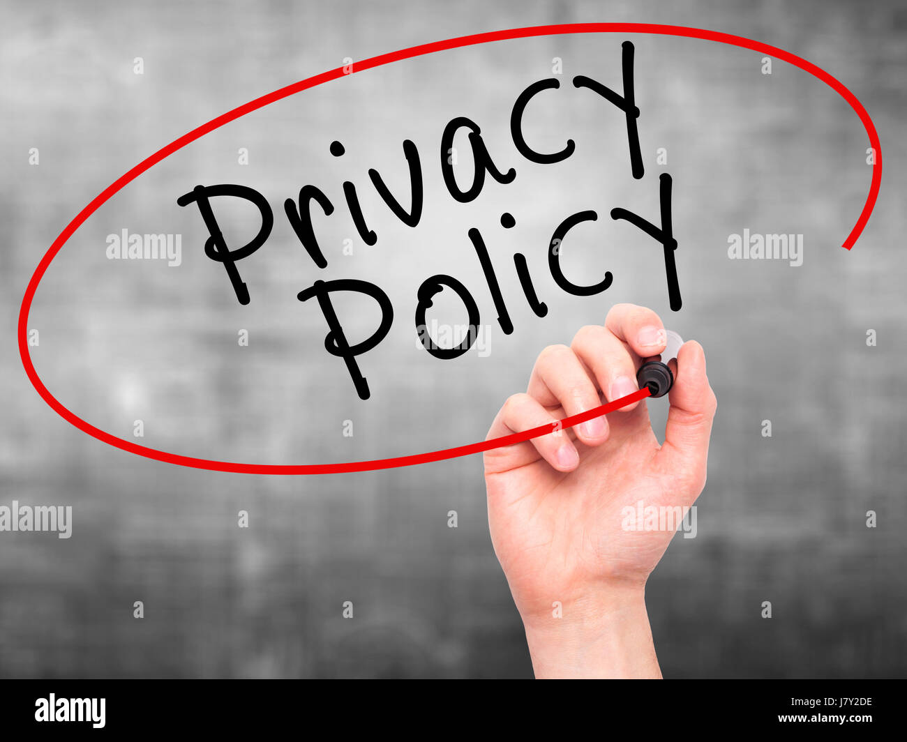Man Hand writing Privacy Policy black marker on visual screen. Isolated ...