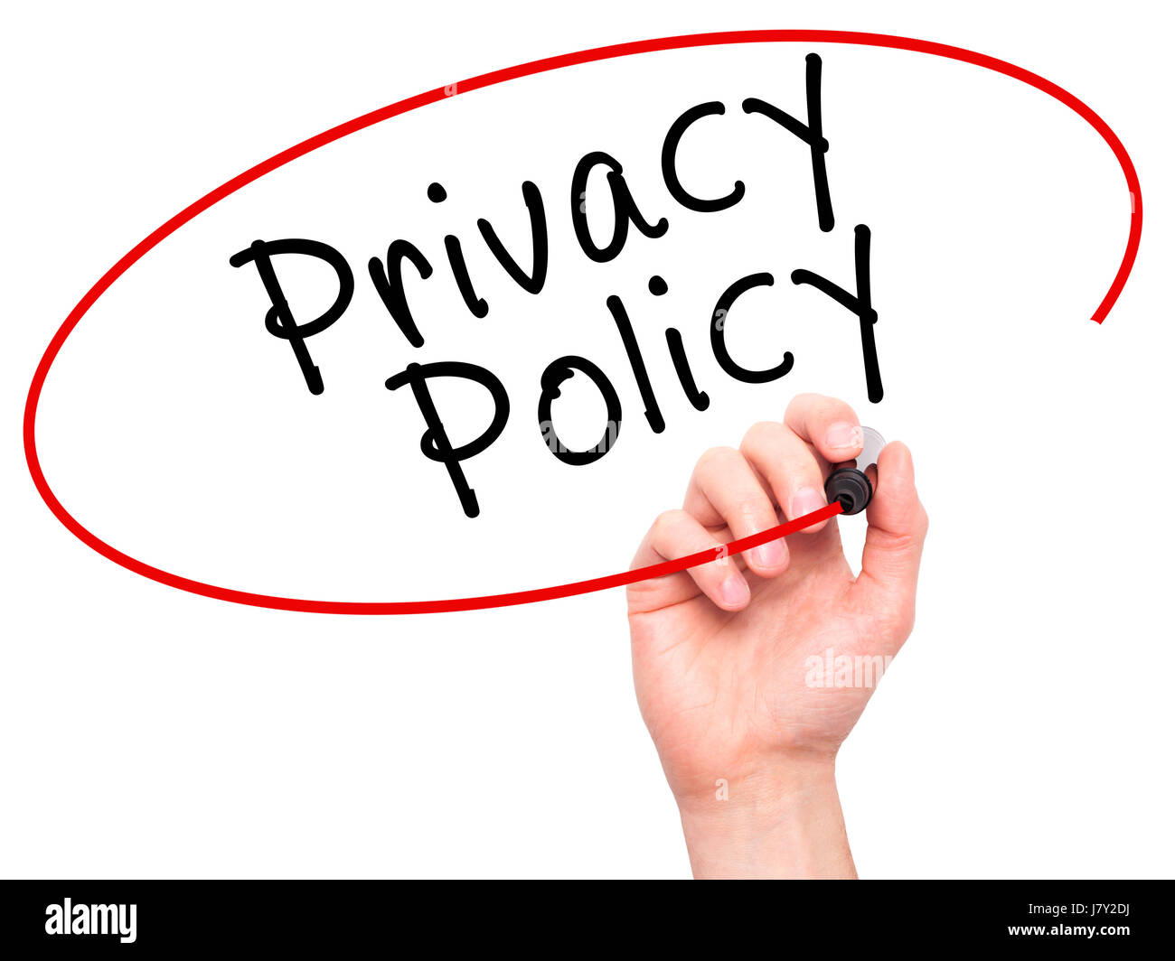 Man Hand writing Privacy Policy black marker on visual screen. Isolated ...
