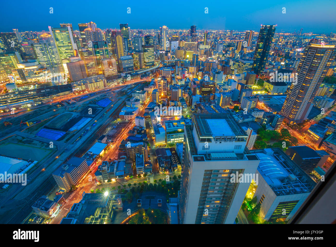 Osaka skyline sunset Stock Photo - Alamy