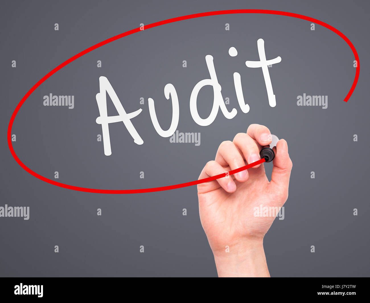 Man Hand writing Audit with marker on transparent wipe board. Isolated ...