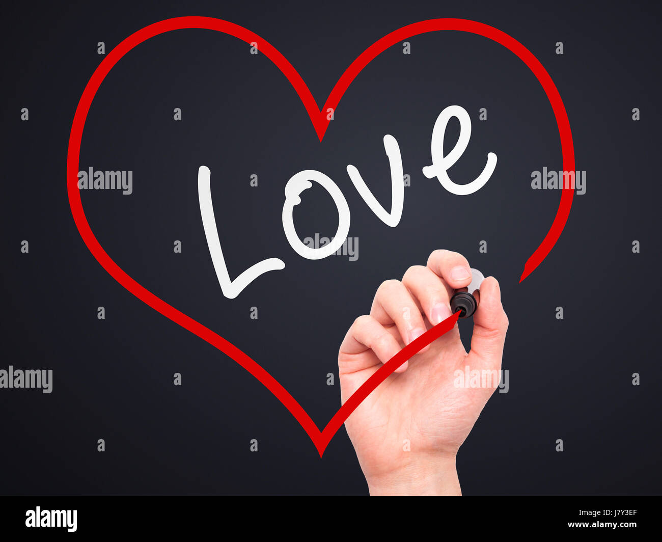 Man Hand writing Love with marker on transparent wipe board. Isolated ...