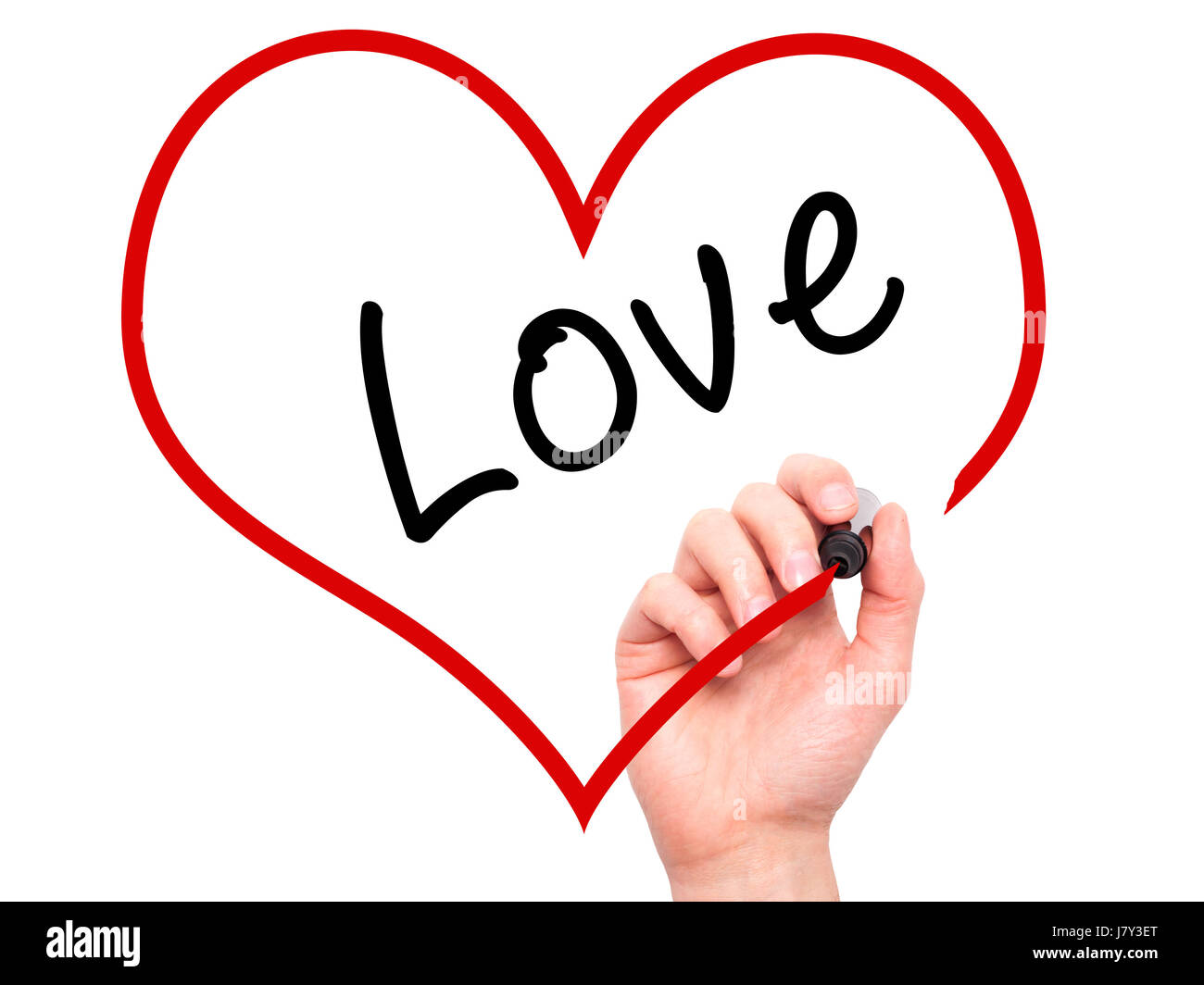 Man Hand writing Love with marker on transparent wipe board. Isolated ...