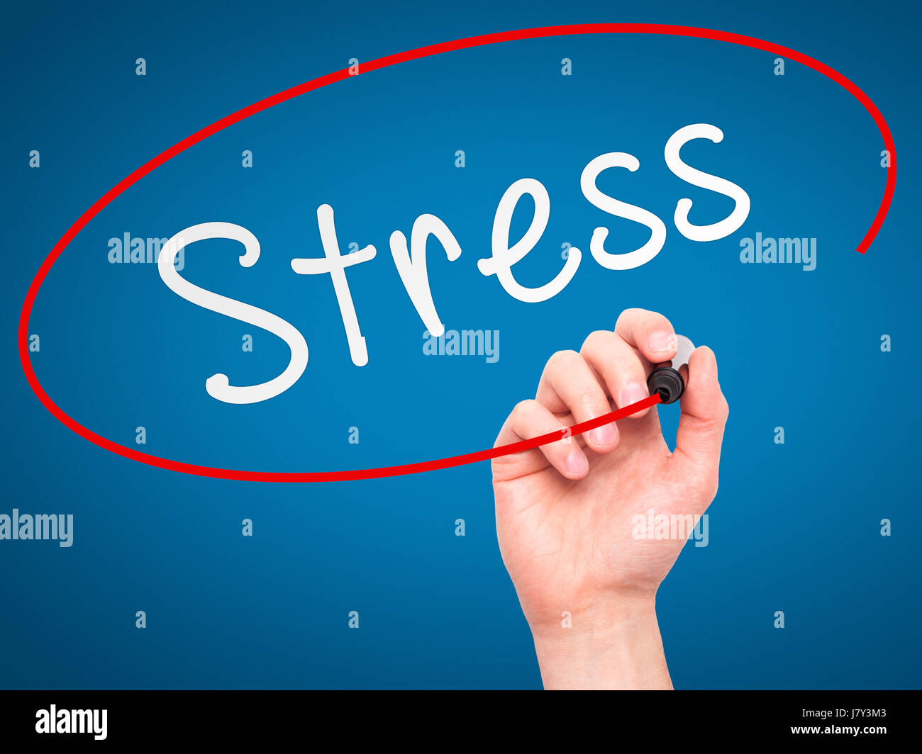 Man Hand writing Stress with marker on transparent wipe board. Isolated ...