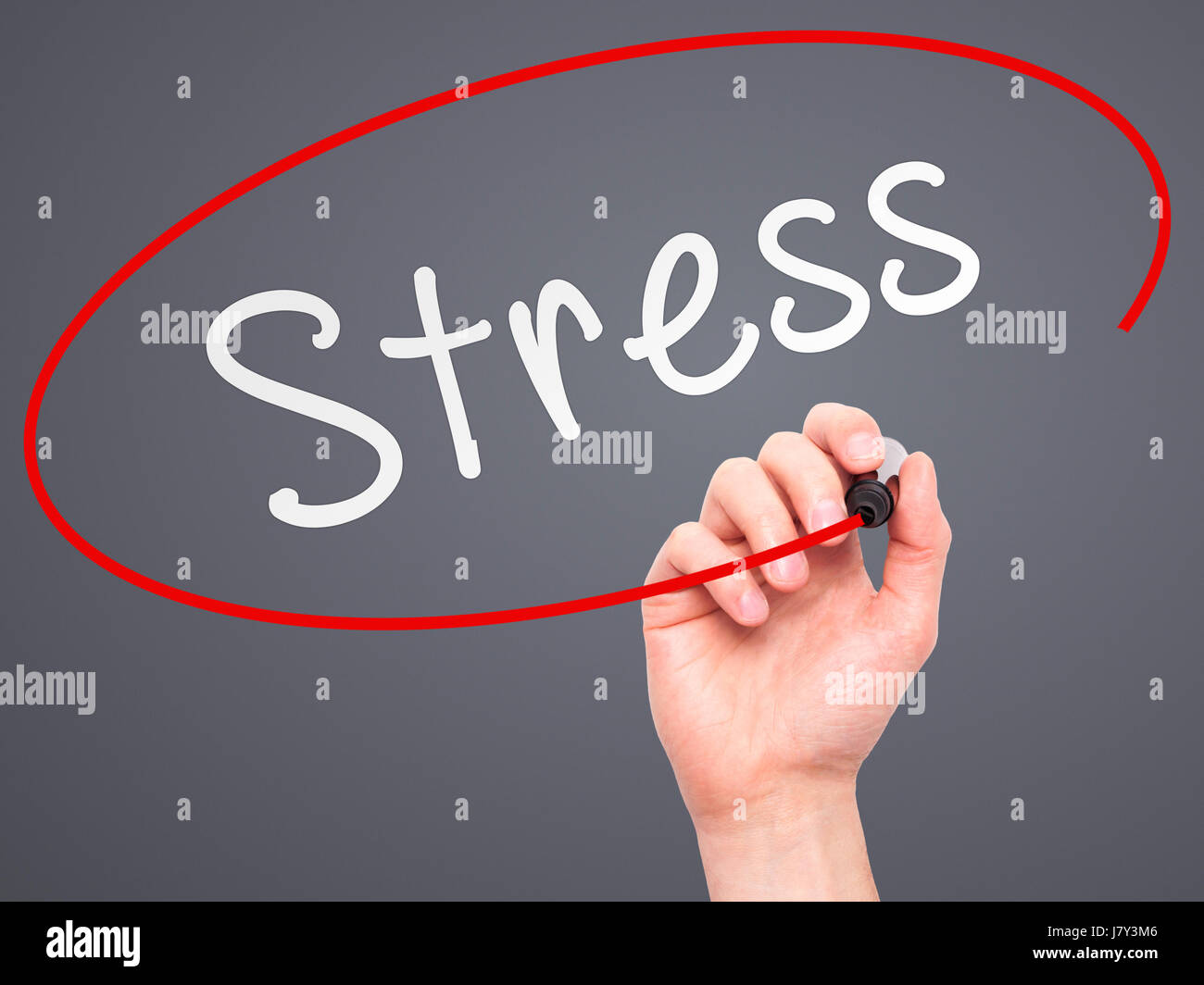 Man Hand writing Stress with marker on transparent wipe board. Isolated ...