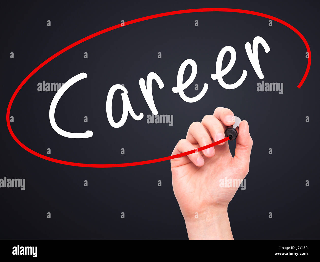 Man Hand writing Career with marker on transparent wipe board. Isolated ...