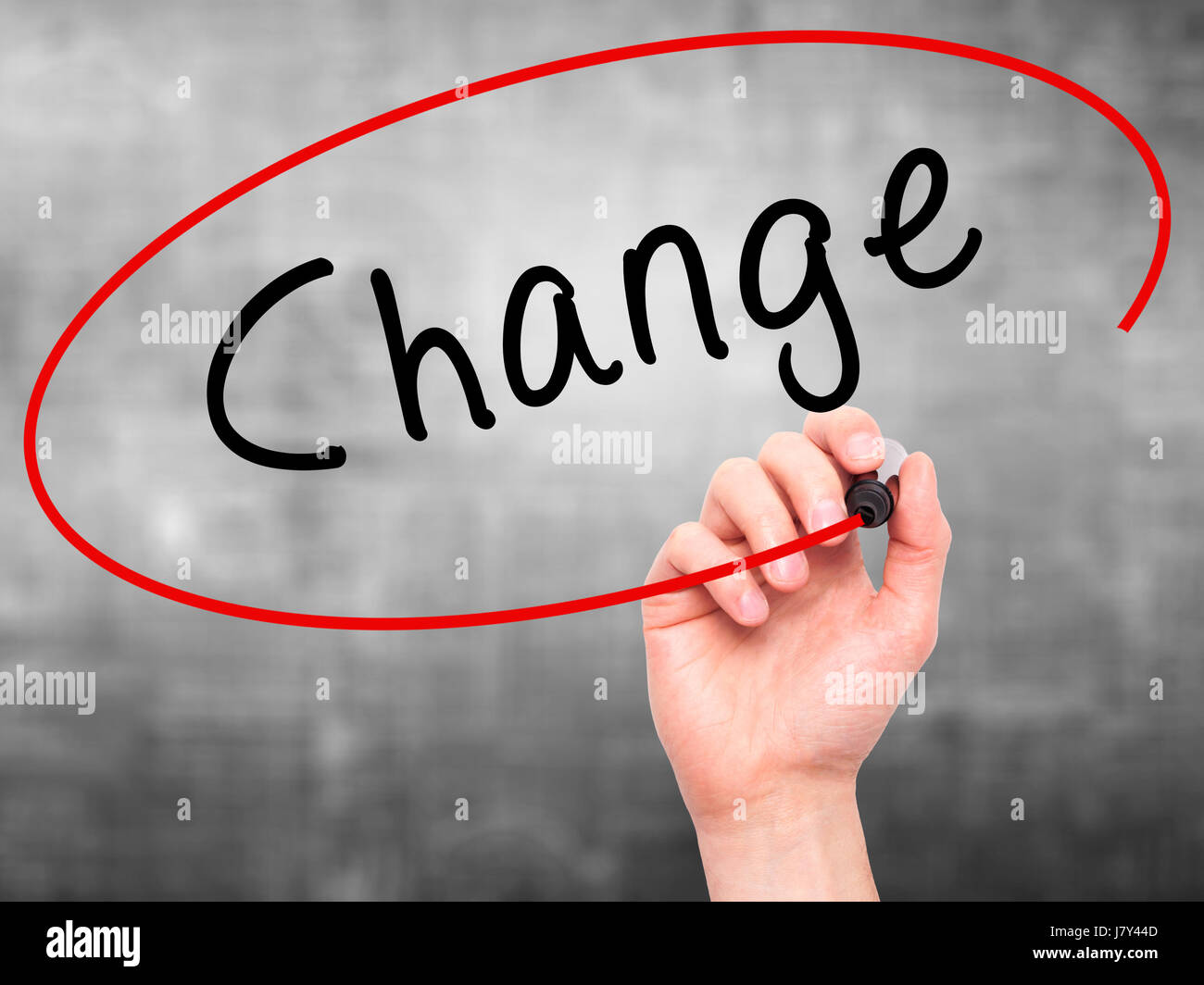 Man Hand writing Change with marker on transparent wipe board. Isolated ...