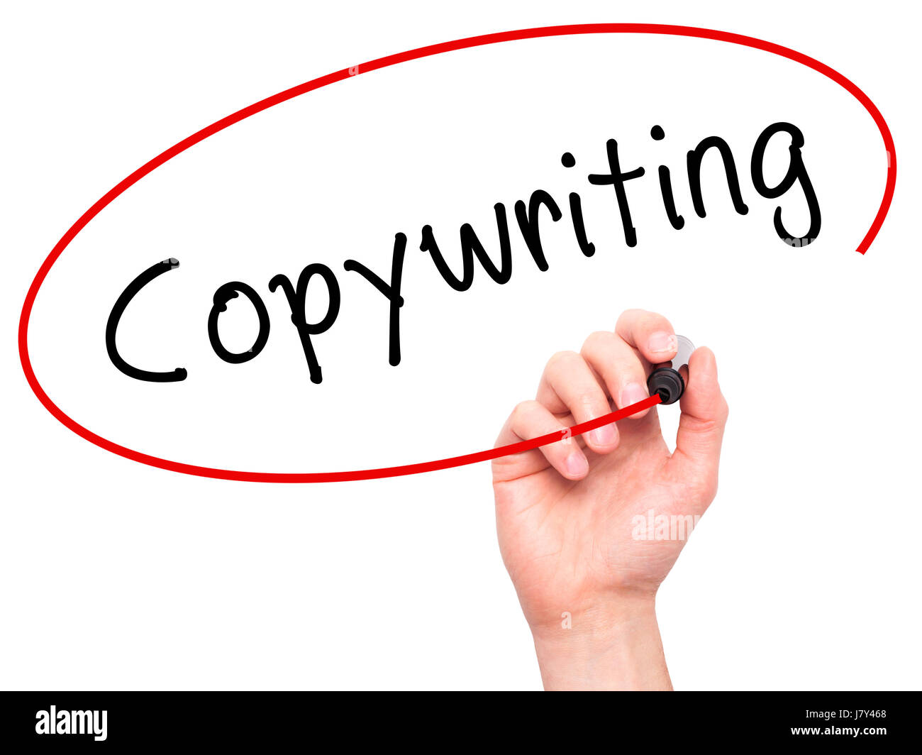 Man hand writing Copywriting on visual screen. Business,help, internet ...