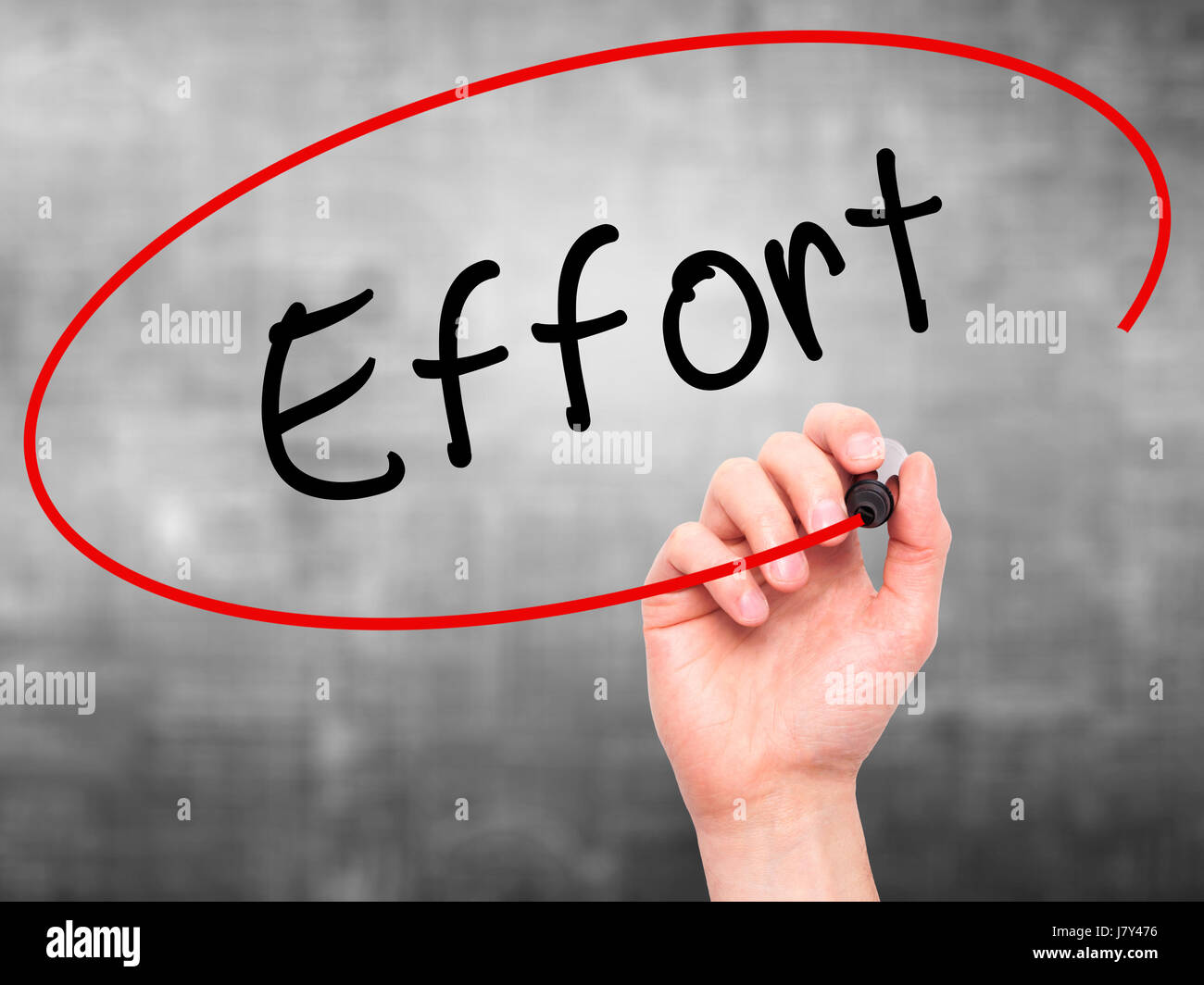 Man hand writing Effort on visual screen. Business,help, internet ...