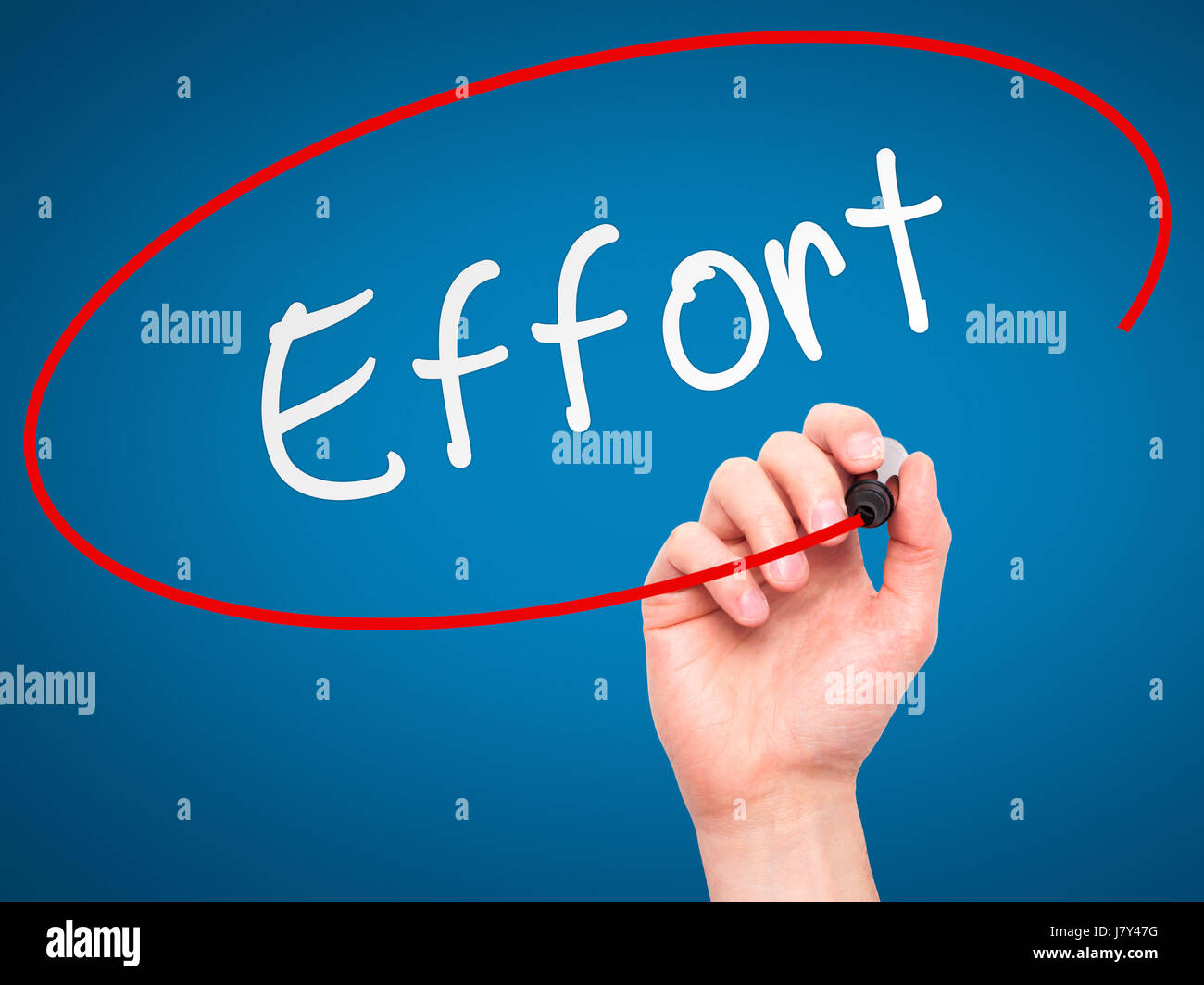 Man hand writing Effort on visual screen. Business,help, internet ...