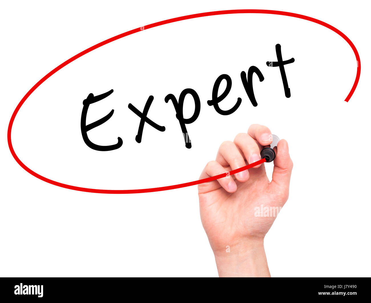 Man hand writing Expert on visual screen. Business, help, internet ...