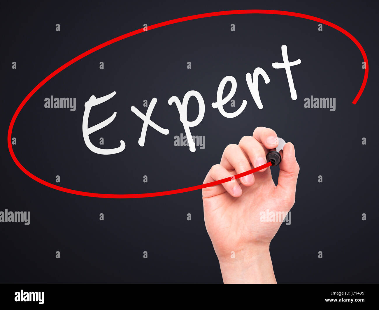 Man hand writing Expert on visual screen. Business, help, internet ...