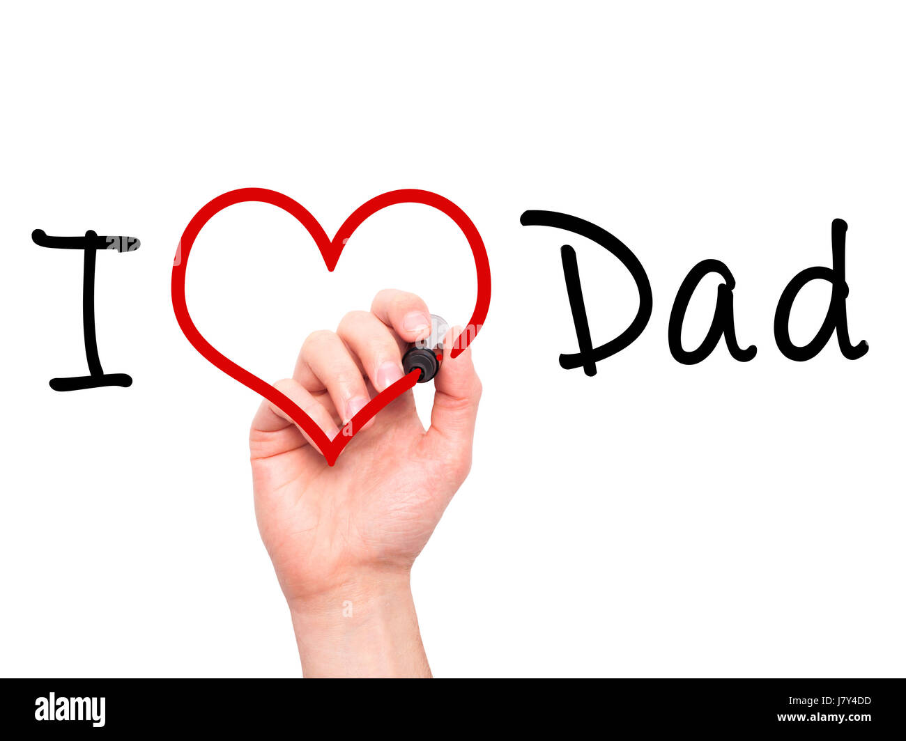 Man hand writing I Love Dad on visual screen. Love, family, internet ...