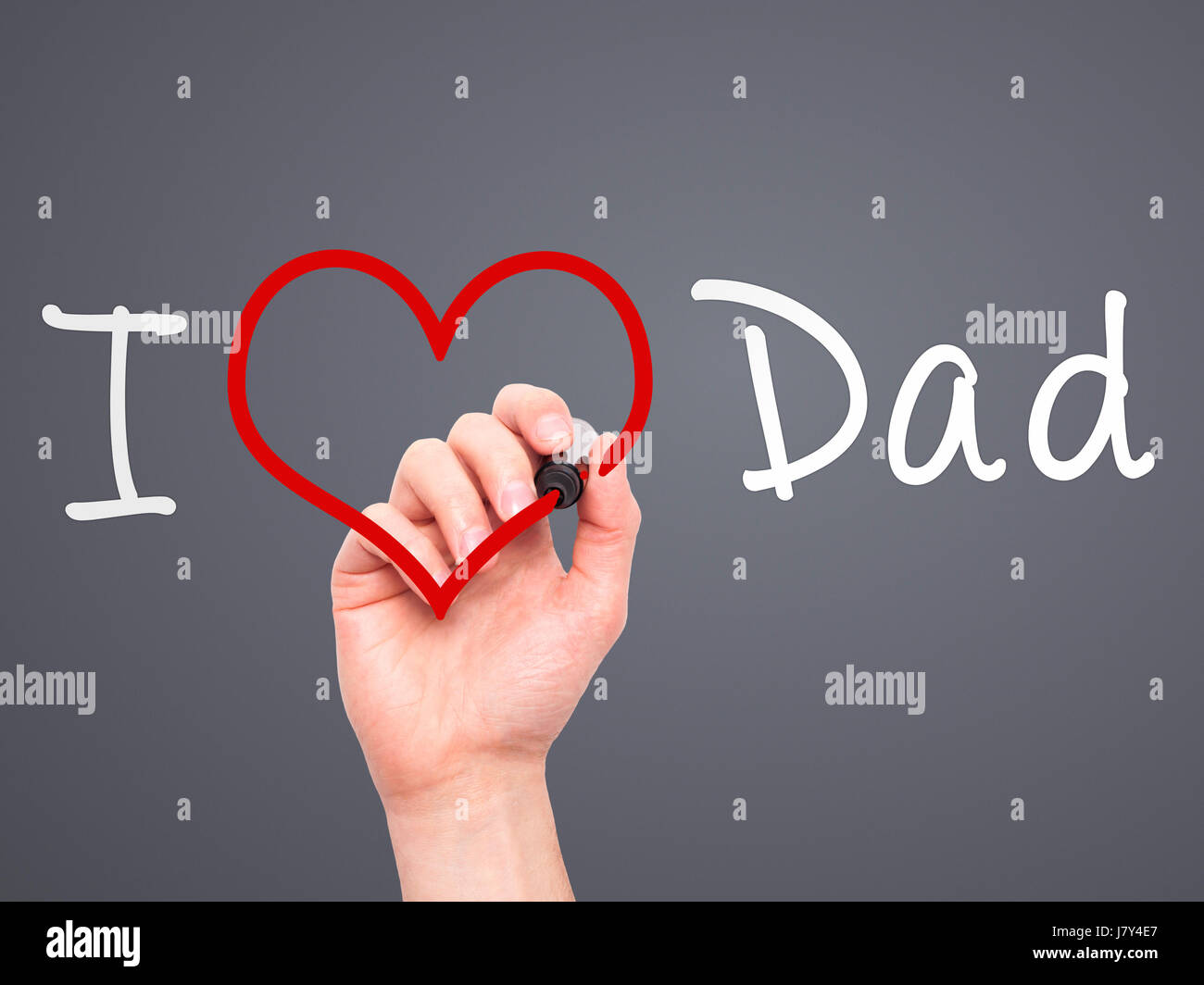Man hand writing I Love Dad on visual screen. Love, family, internet ...