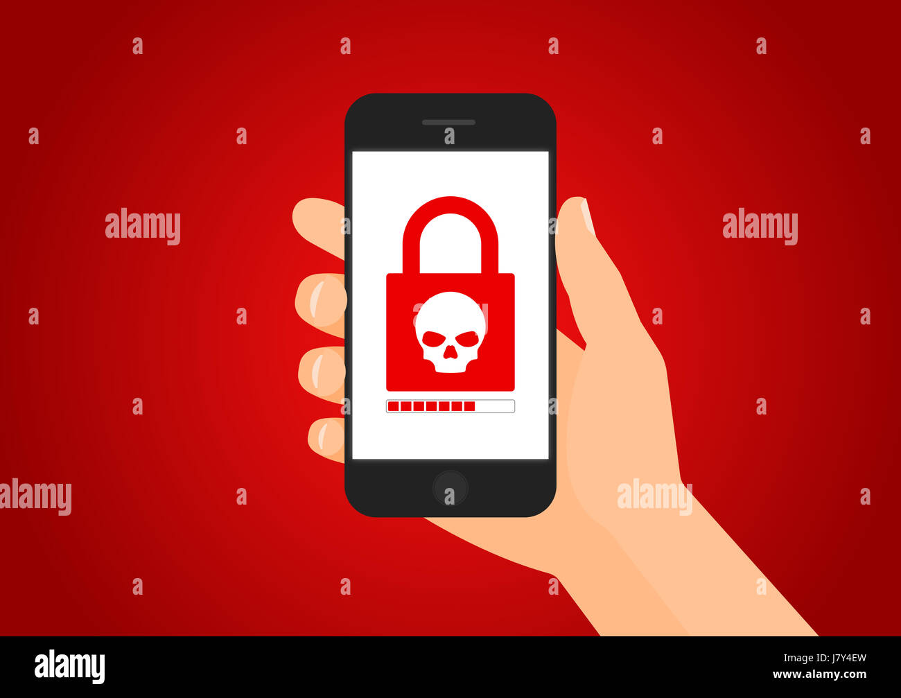 Smartphone infected by ransomware virus stock illustration Stock Photo ...