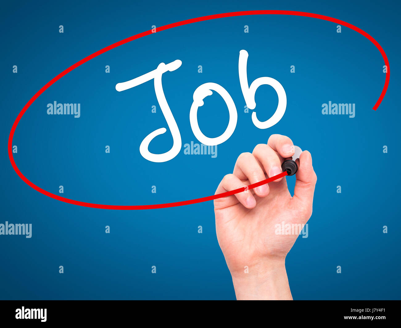 Man Hand writing Job with marker on transparent wipe board. Isolated on ...