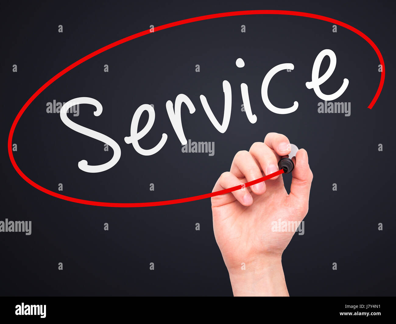 Man hand writing Service on visual screen. Business,help, internet ...