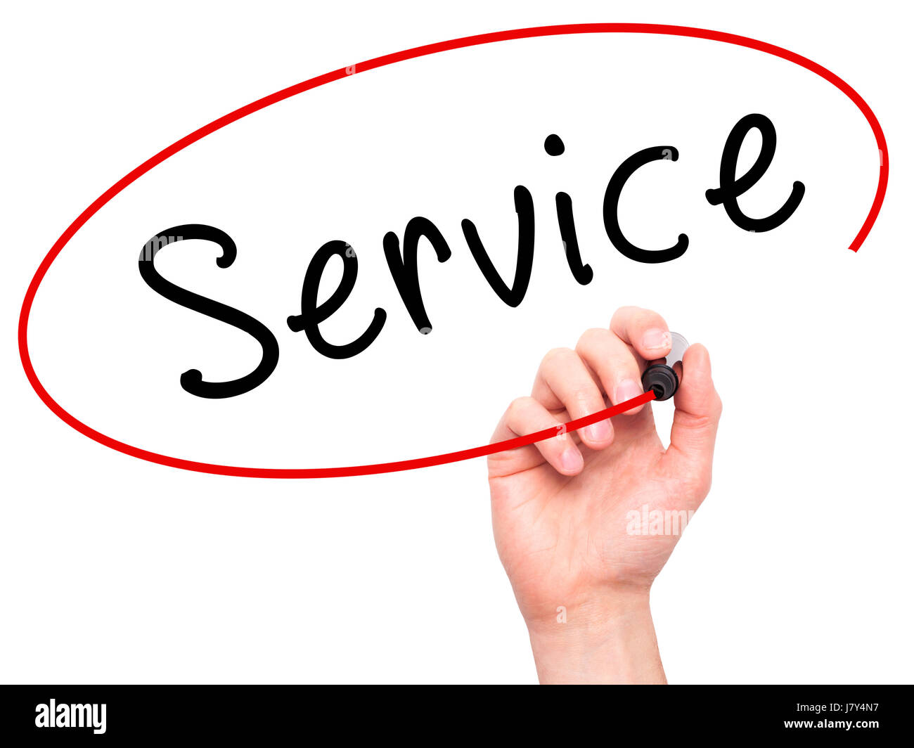 Man hand writing Service on visual screen. Business,help, internet ...