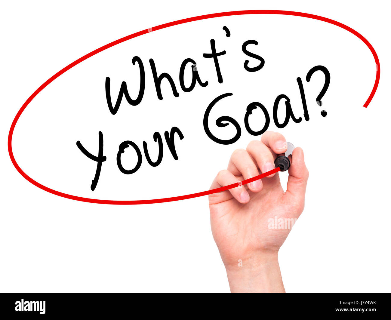 Man hand writing Whats Your Goal on visual screen. Business,help ...