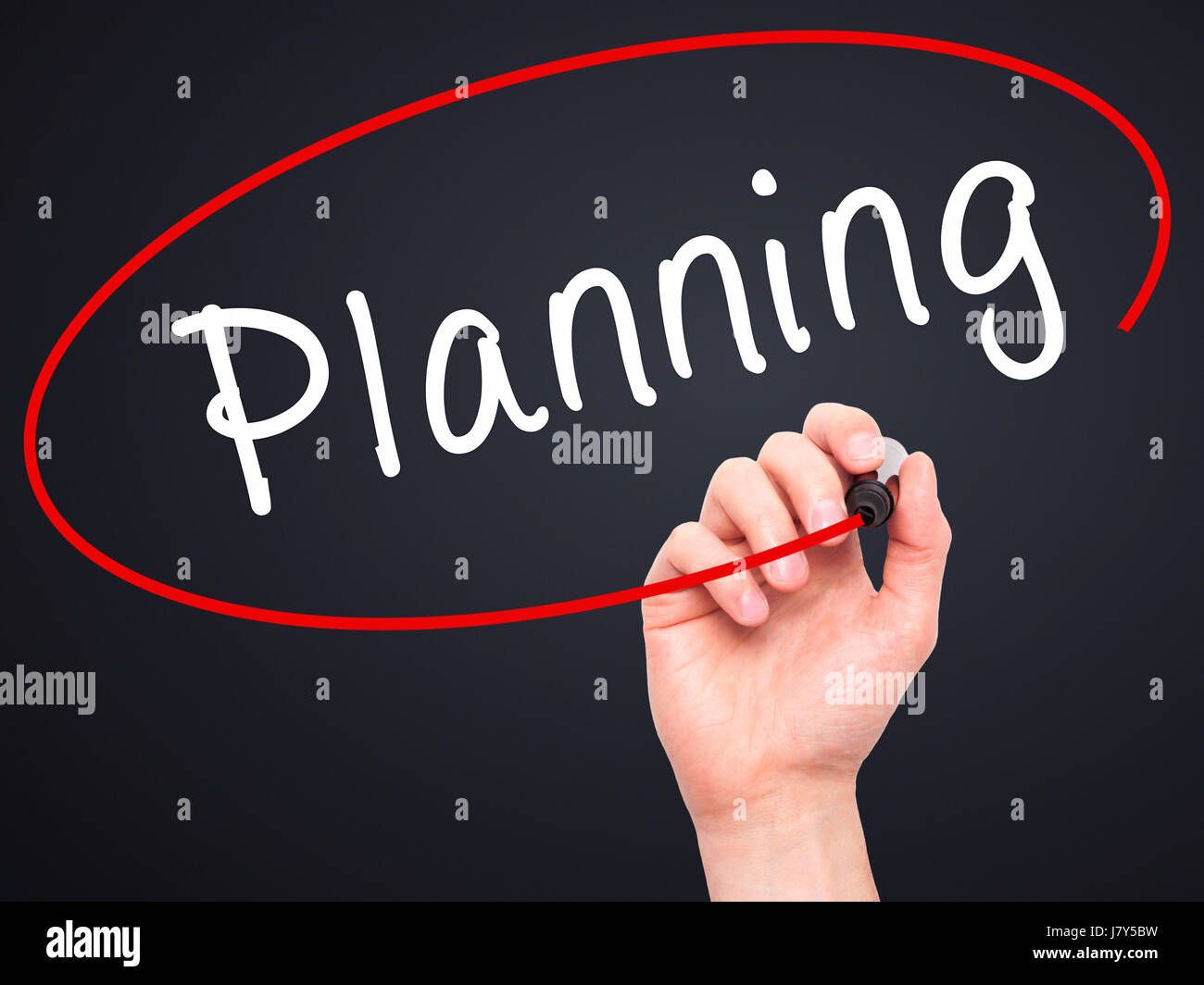 Man Hand writing Planning with black marker on visual screen. Isolated ...