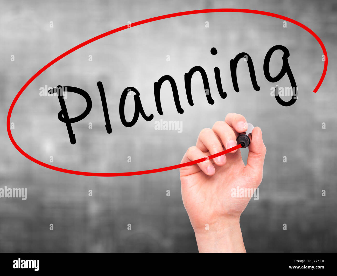 Man Hand writing Planning with black marker on visual screen. Isolated ...