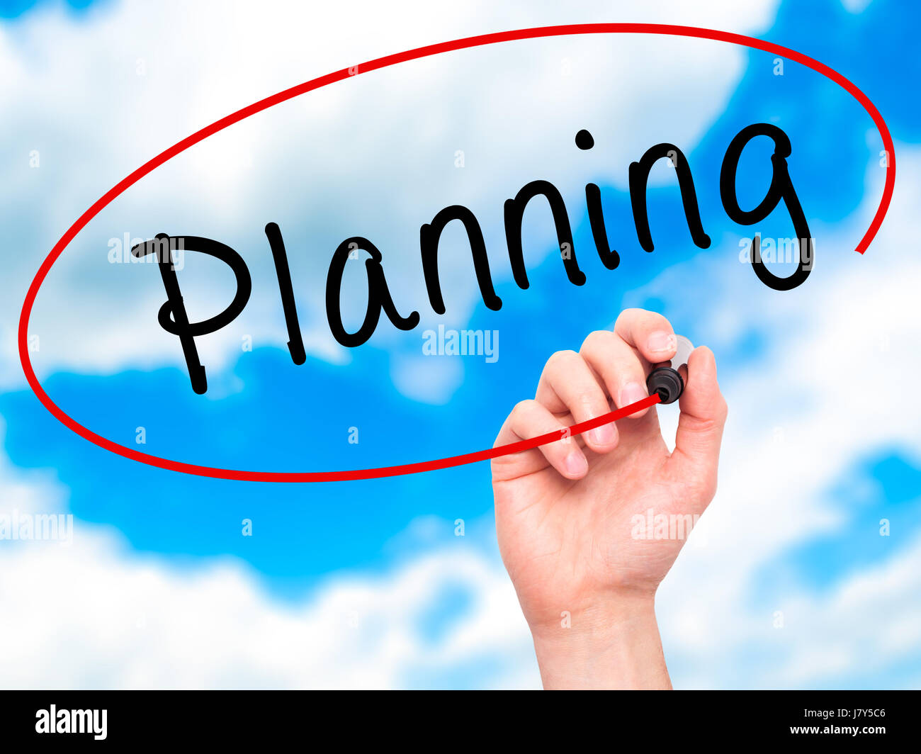 Man Hand writing Planning with black marker on visual screen. Isolated ...