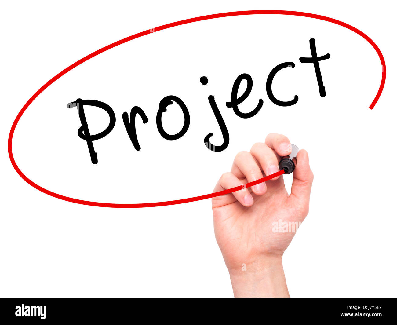 Man Hand writing Project with black marker on visual screen. Isolated ...
