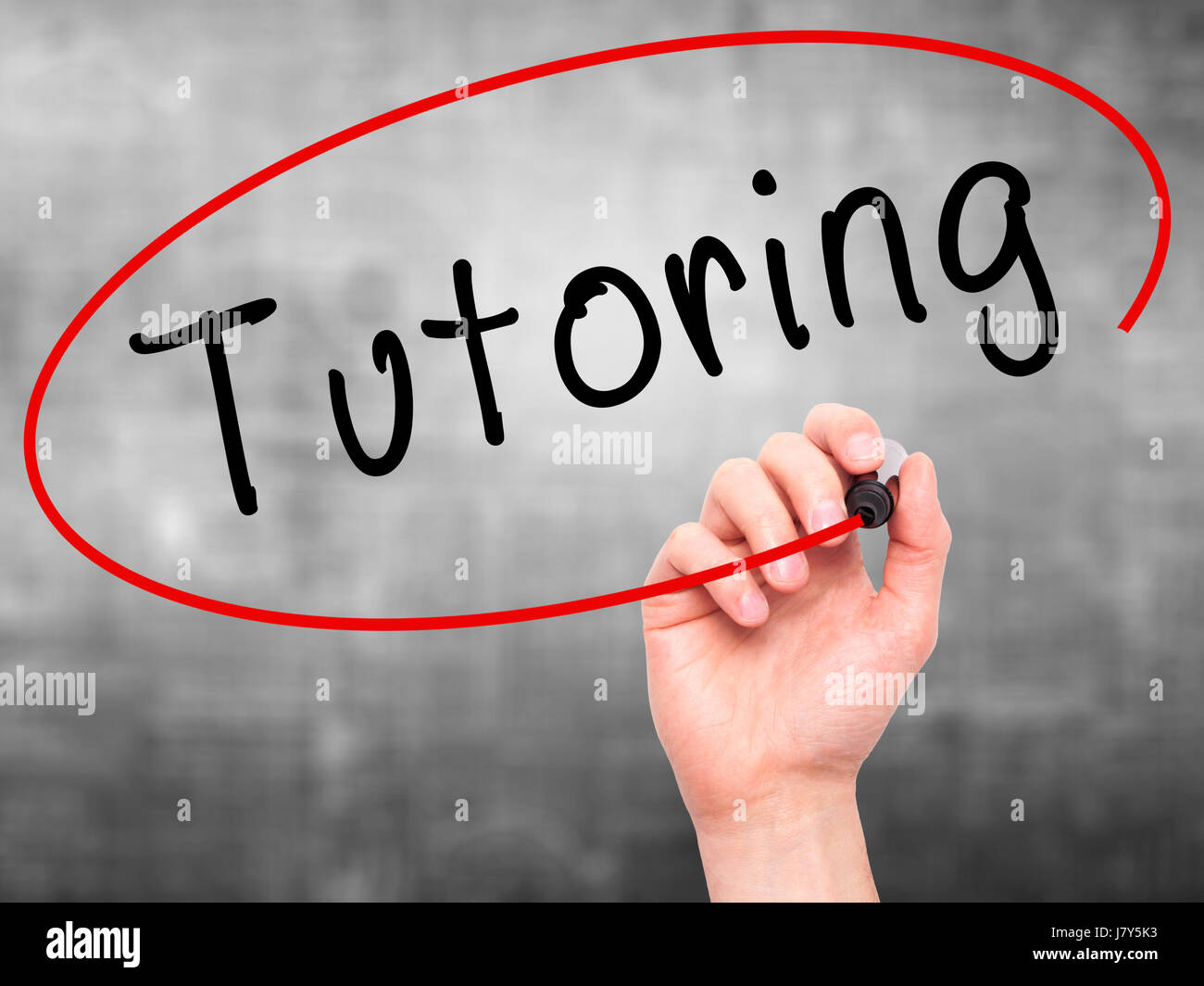 Man Hand writing Tutoring with black marker on visual screen. Isolated ...