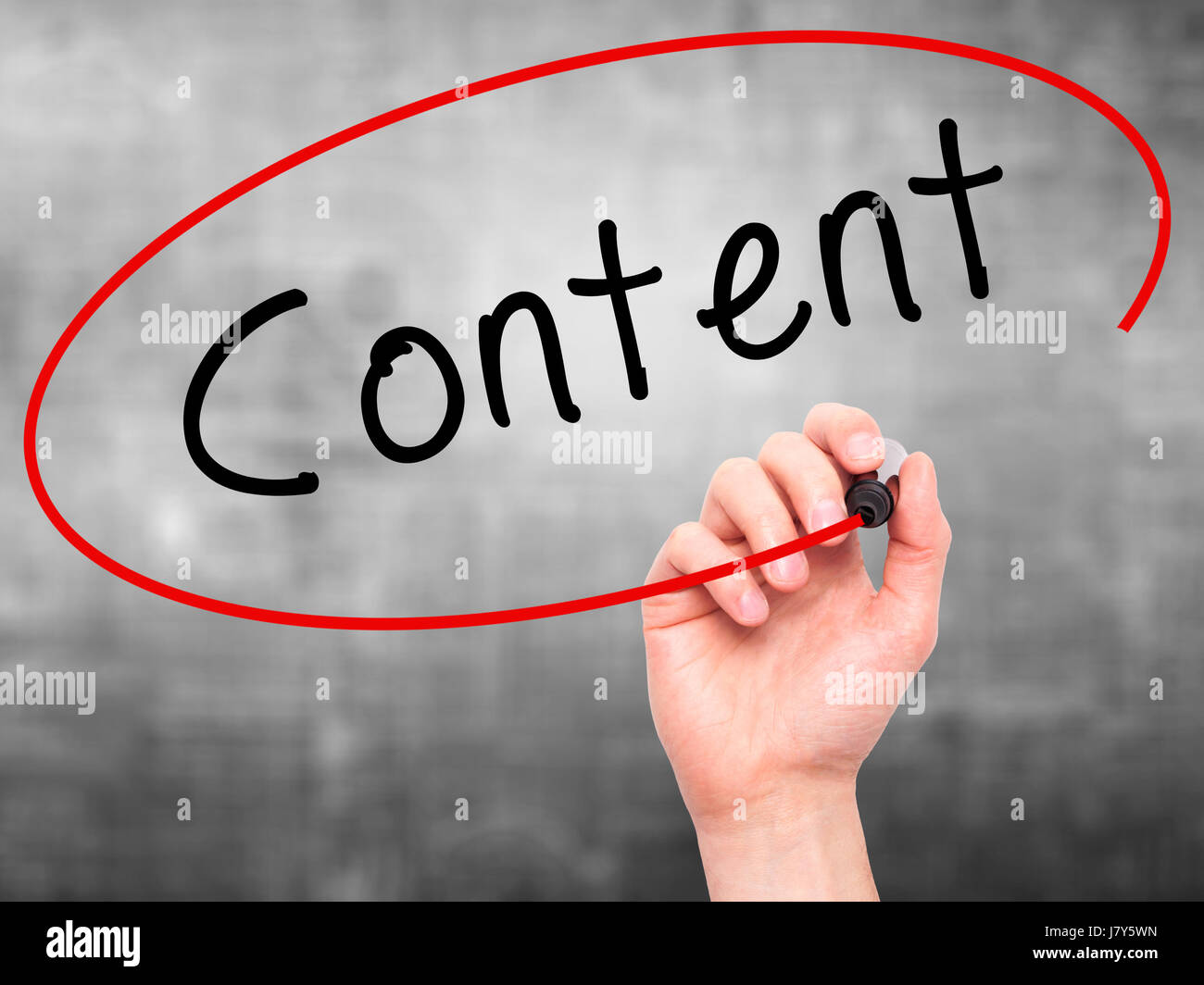 Man Hand writing Content with black marker on visual screen. Isolated ...