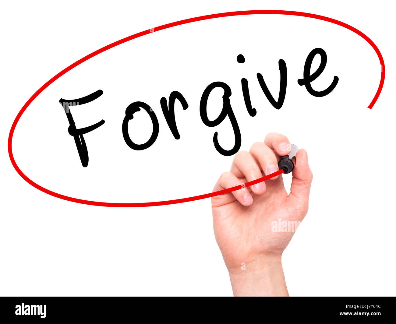 Man Hand writing Forgive with black marker on visual screen. Isolated ...