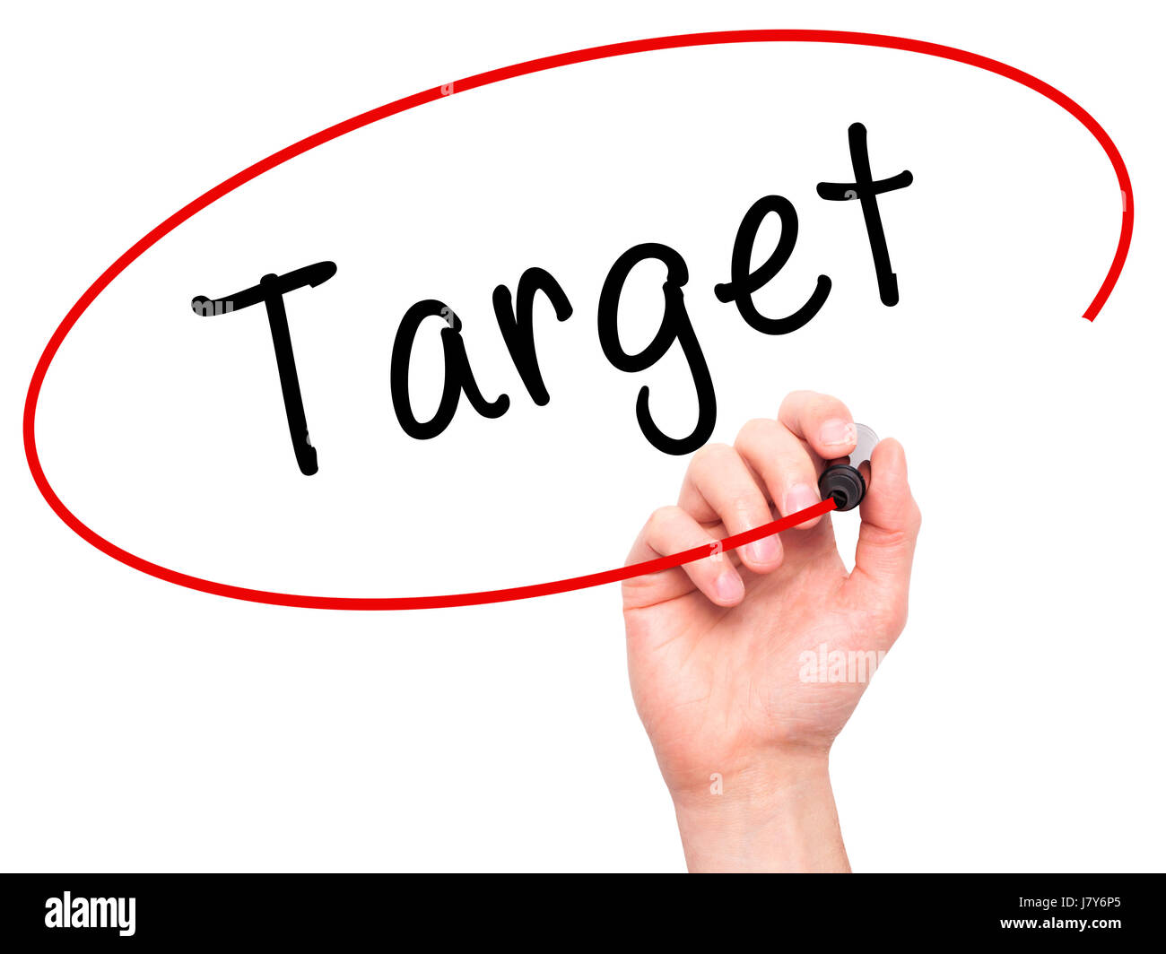 Man Hand writing Target with black marker on visual screen. Isolated on ...