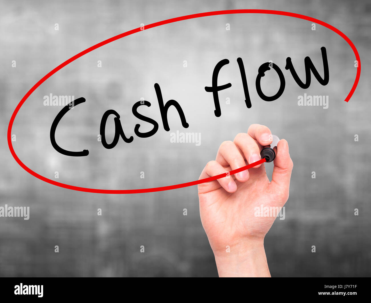 Man Hand writing Cash flow with black marker on visual screen. Isolated ...