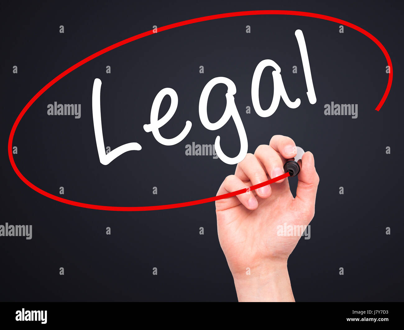 Man Hand writing Legal with black marker on visual screen. Isolated on ...