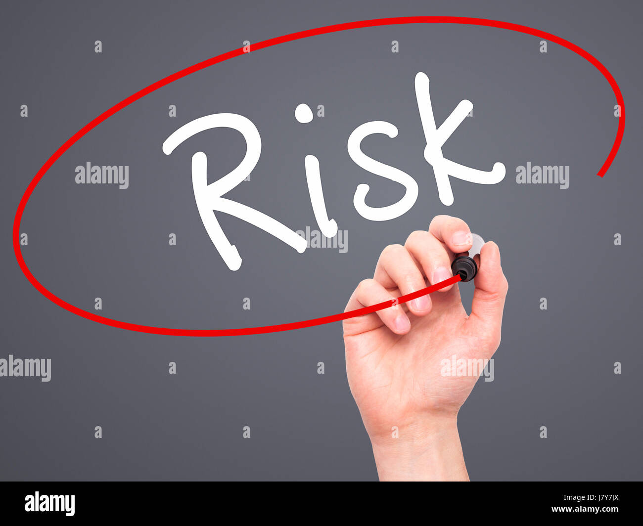 Man Hand writing Risk with black marker on visual screen. Isolated on ...