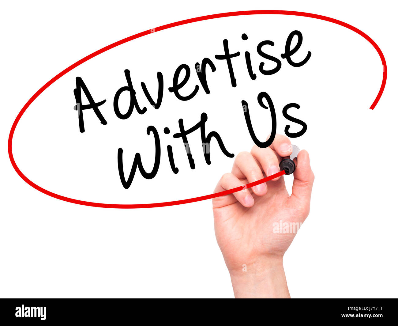Man Hand writing Advertise With Us with black marker on visual screen ...