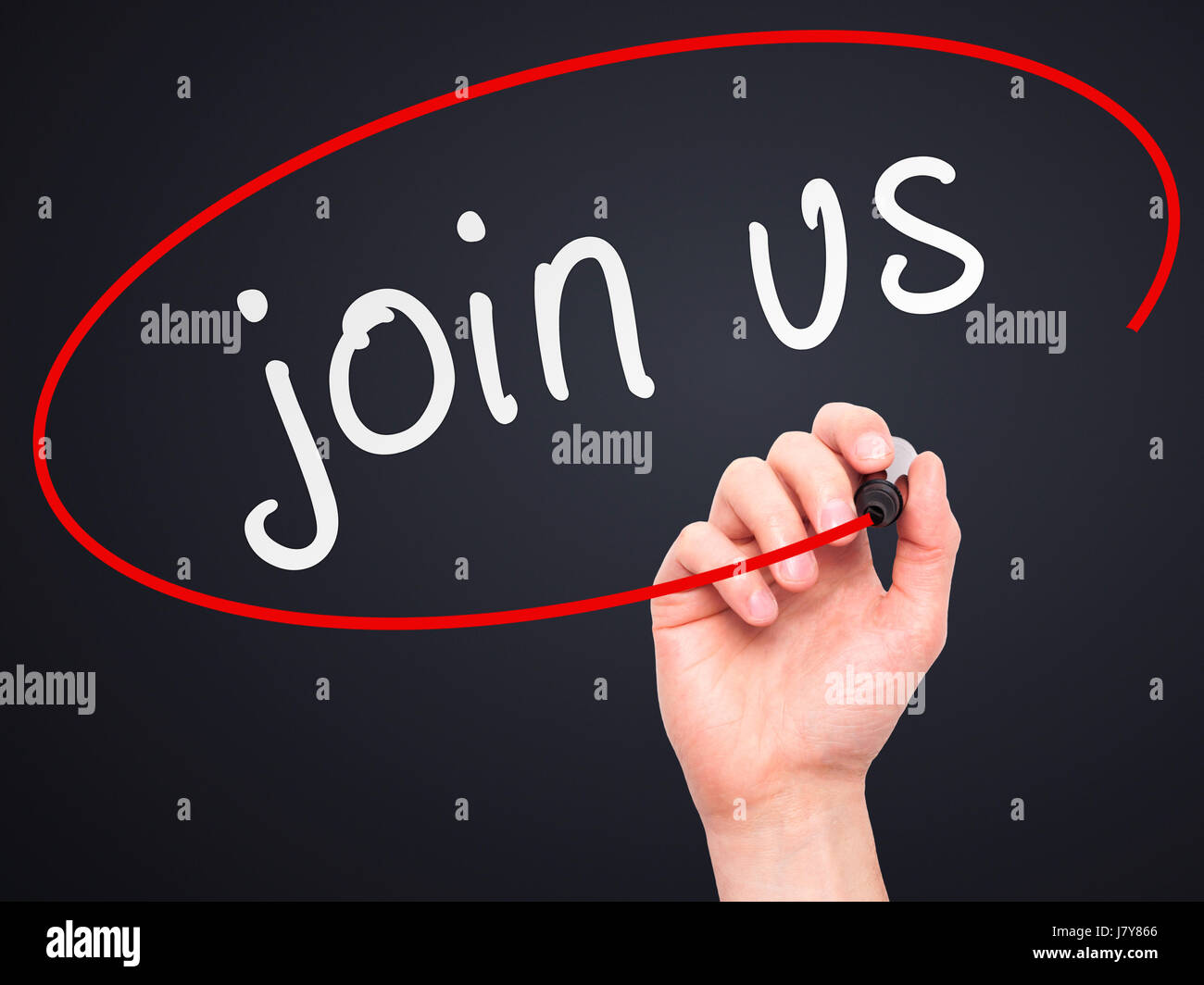 join us words written by man hand on a transparent board. Isolated on ...