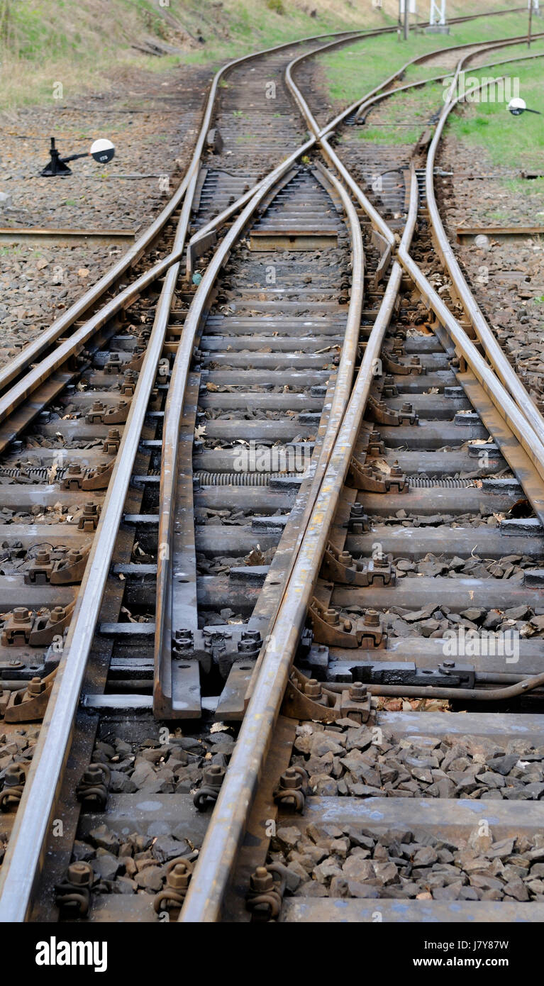 tracks transport switch railway rails train track travel location shot ...