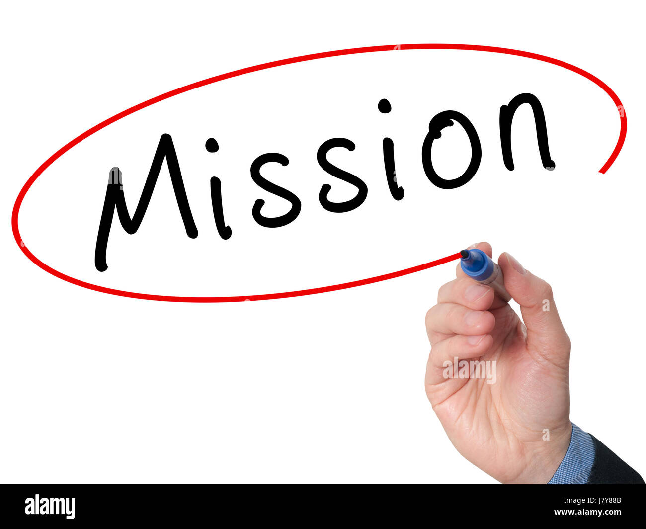 Hand writing Mission with marker on virtual screen. Business ...
