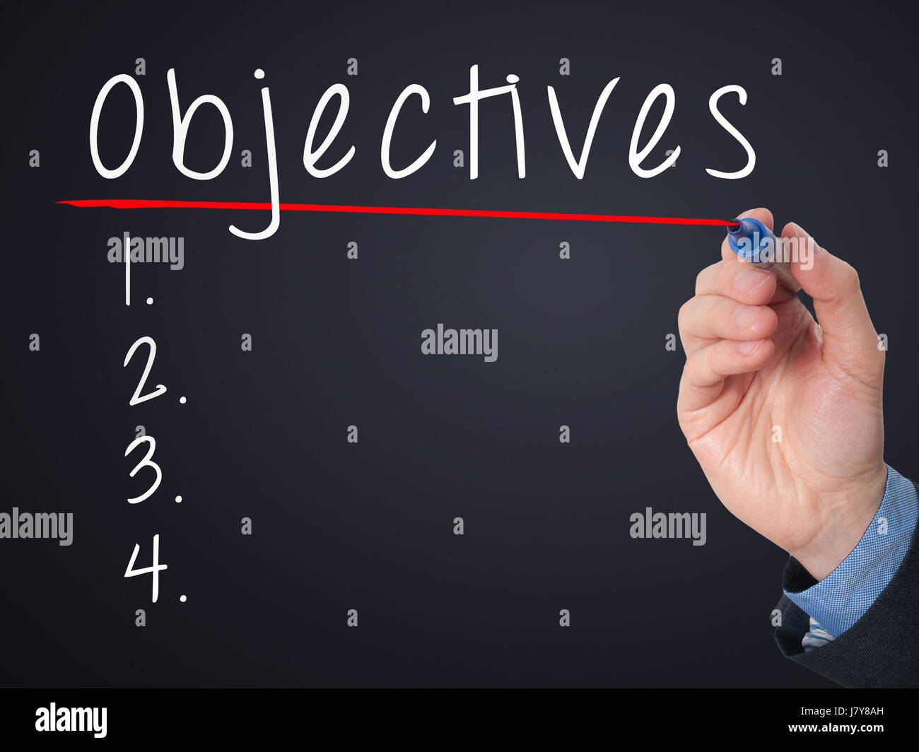 Man Hand writing Objectives to do list with marker. Business, internet ...