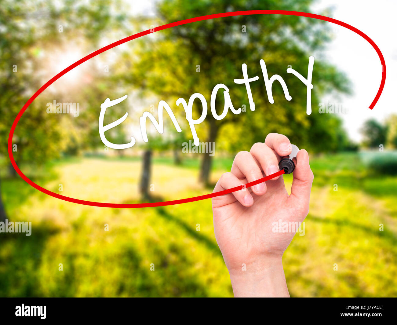 Man Hand writing Empathy with black marker on visual screen. Isolated ...