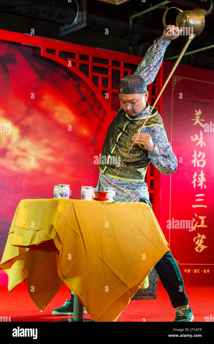 Wenzhou, Zhejiang, China. Performer Demonstrating a Tea Pouring ...