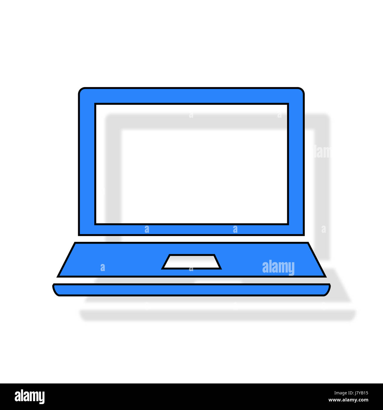 an illustration of a laptop with shadow on a white background Stock ...