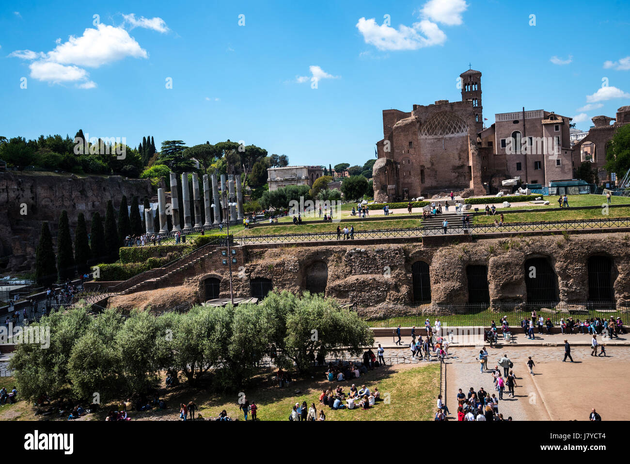 Temple of Venus and Roma being restored in the Forum in Rome Stock ...