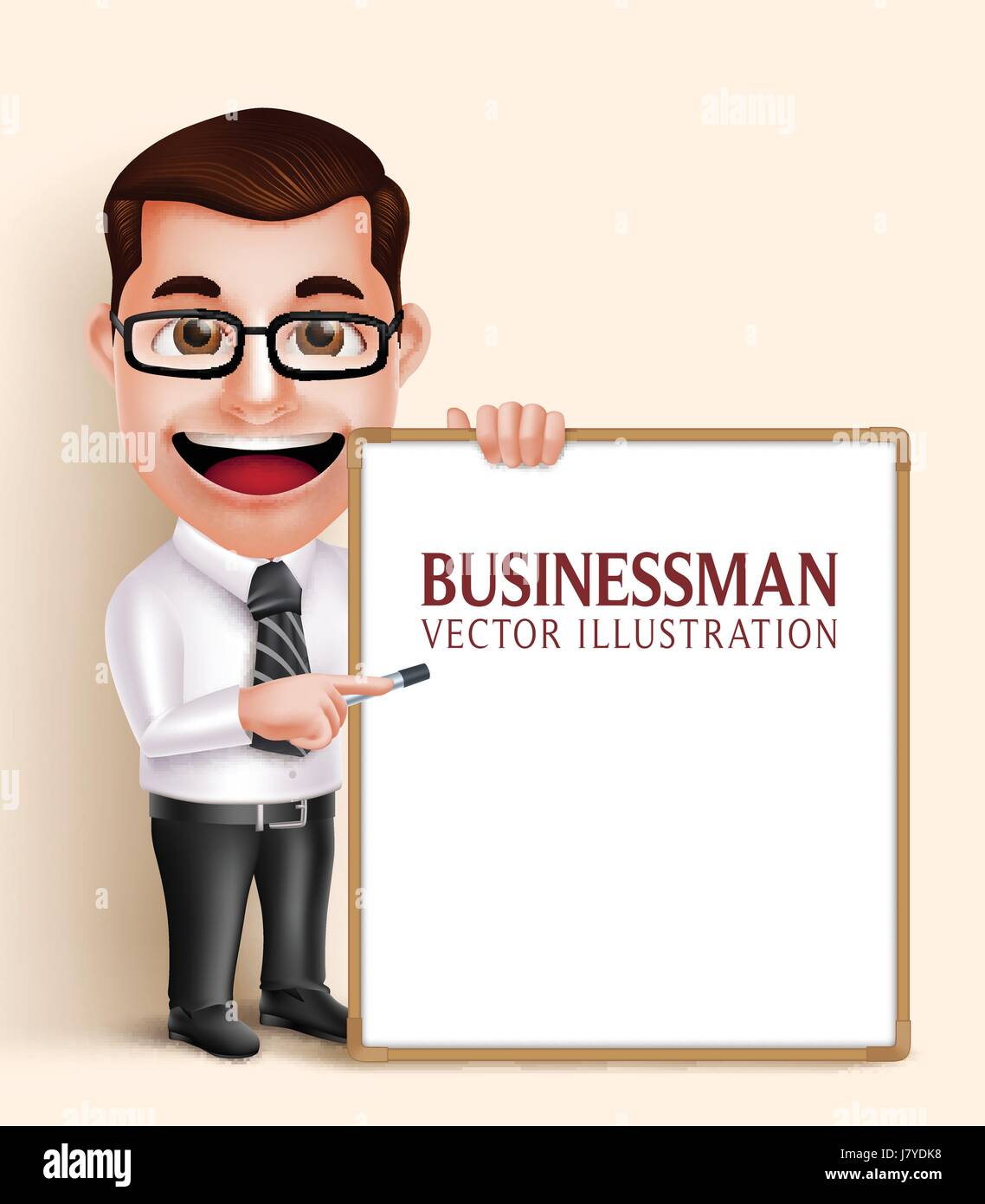 Professional Business Man Vector Character Holding Blank White Board ...