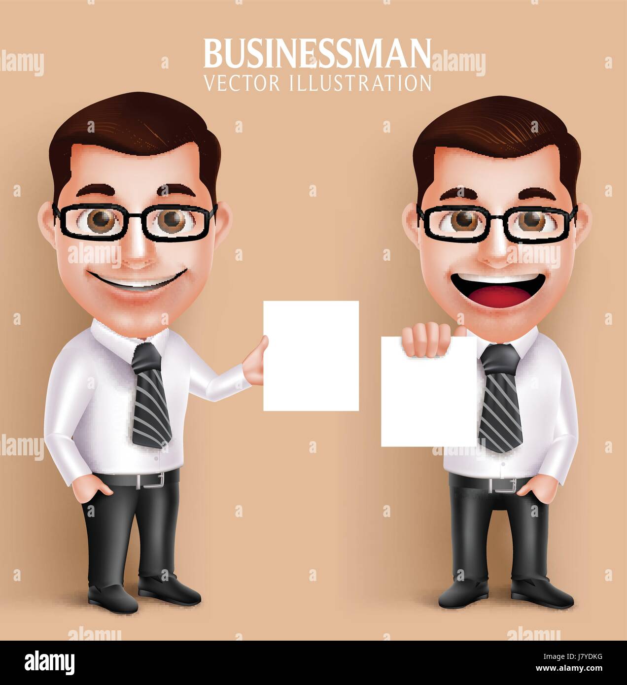 Professional Business Man Vector Character Holding Blank White Paper ...